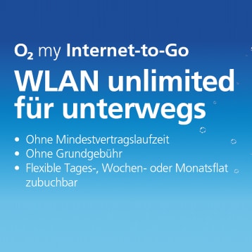 o2 my Internet to Go: Unbegrenztes Datenvolumen flexibel buchen