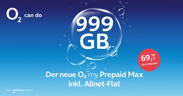 o2 my Prepaid Max mit 999 GB für Powersurfer kommt