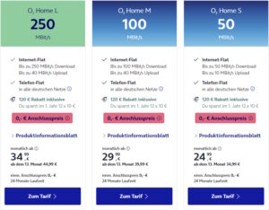 o2 Home-Tarife ab eff. 24,99 € mtl. – bis 1.000 MBit/s!