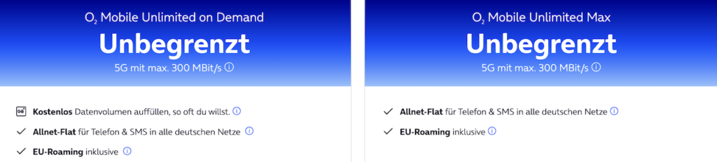 O₂ Unlimited im Vergleich: Unbegrenztes Datenvolumen