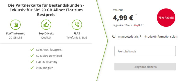 Klarmobil Partnerkarte: Team-Tarif mit 20 GB für 4,99