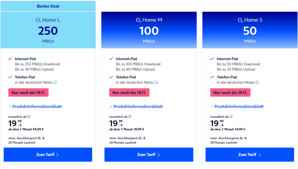 o2 Home-Tarife ab eff. 24,99 € mtl. – bis 1.000 MBit/s!