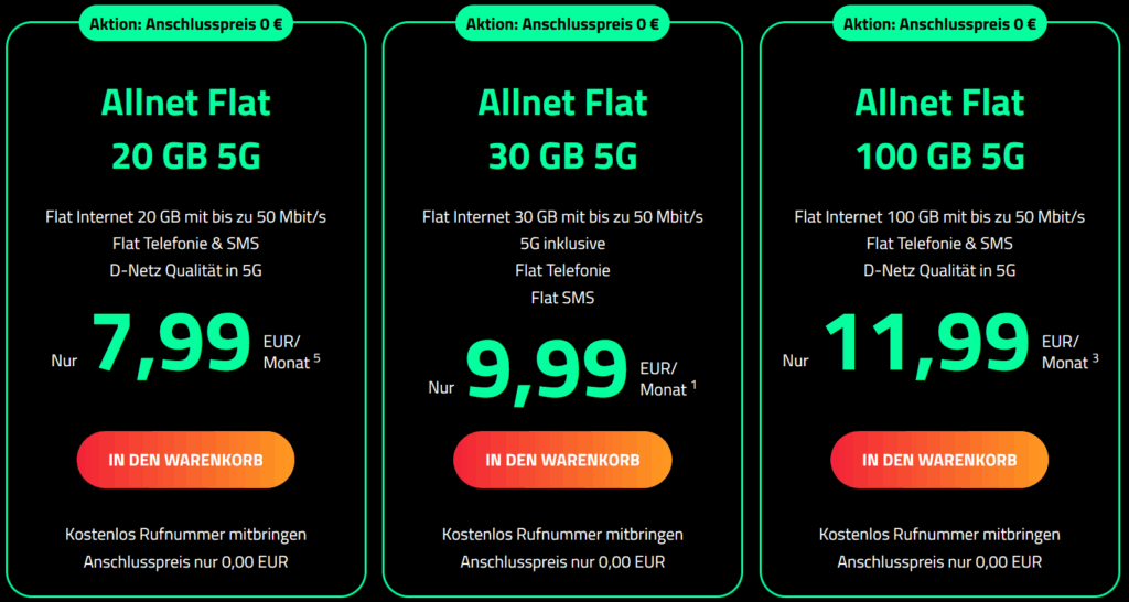 DR. SIM Angebote im D2-Netz mit bis zu 100 GB 5G