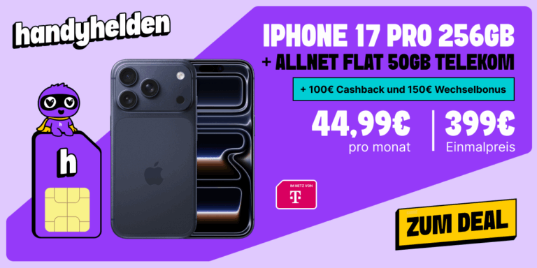 iPhone 17 Pro im Telekom-Netz ab monatlich eff. 1,66 € mtl.