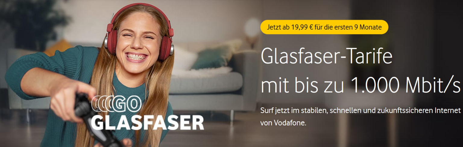 Vodafone Glasfaser: GigaZuhause Tarife ab eff. 15,33 € mtl. ⭐